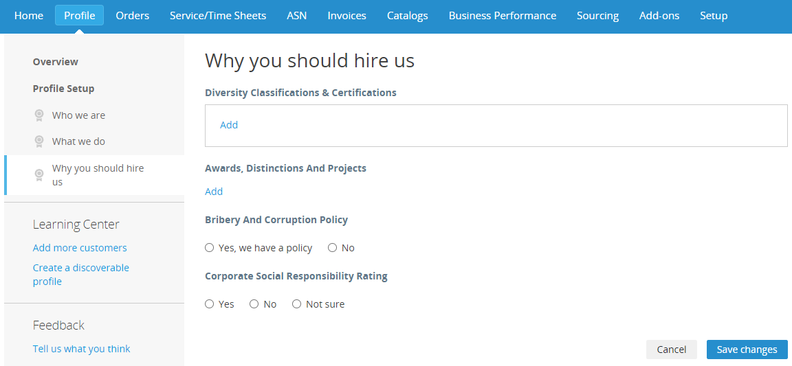 New CSP Profile Design | Coupa Suppliers