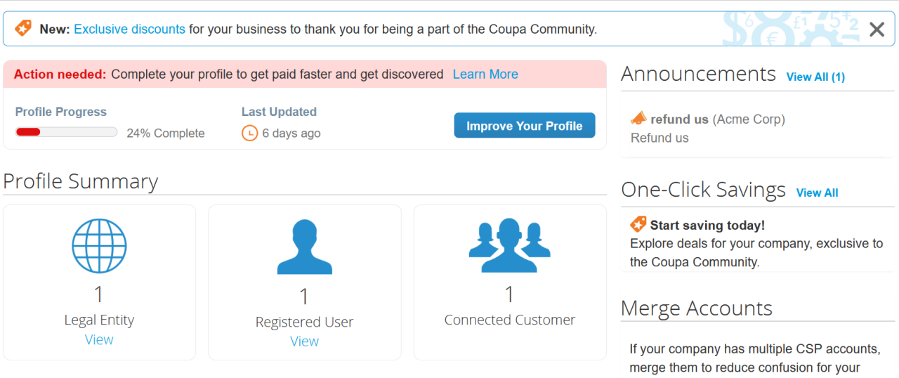 New CSP Profile Design | Coupa Suppliers