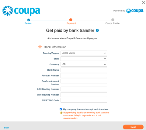Getting set up for online payments with smart onboarding | Coupa Suppliers