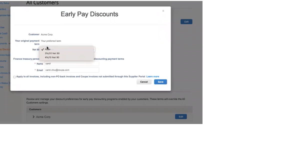 TEMPLATE ACME INC Early Pay Discounts | Coupa Suppliers