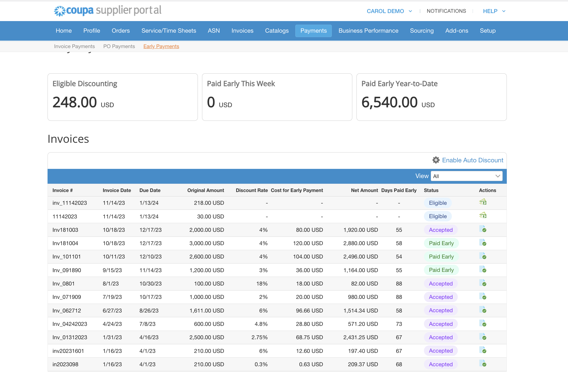 Early Pay Discounts after Invoice Approval for Suppliers | Coupa Suppliers